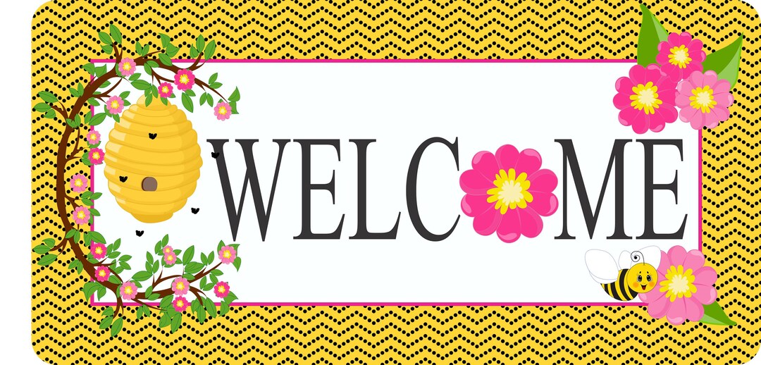 Welcome Wreath Sign, Bee Themed Wreath Sign, Aluminum Wreath Sign ...