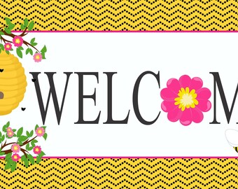 Welcome Bee Wreath Sign - Etsy