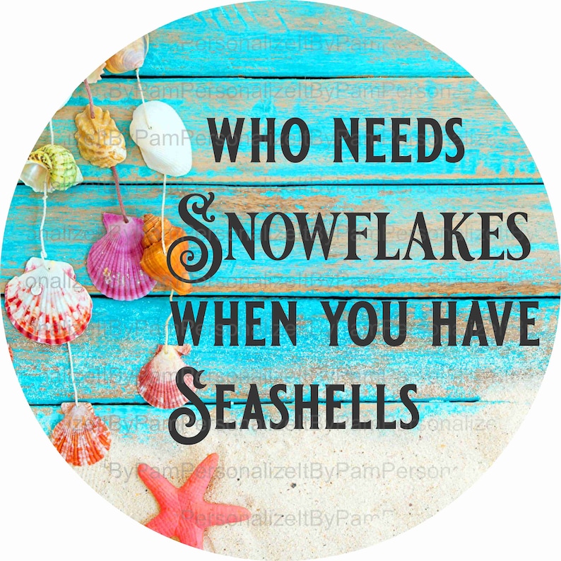 10" Round Beach Wreath Sign,beach Christmas Wreath Sign, Personalize It ...