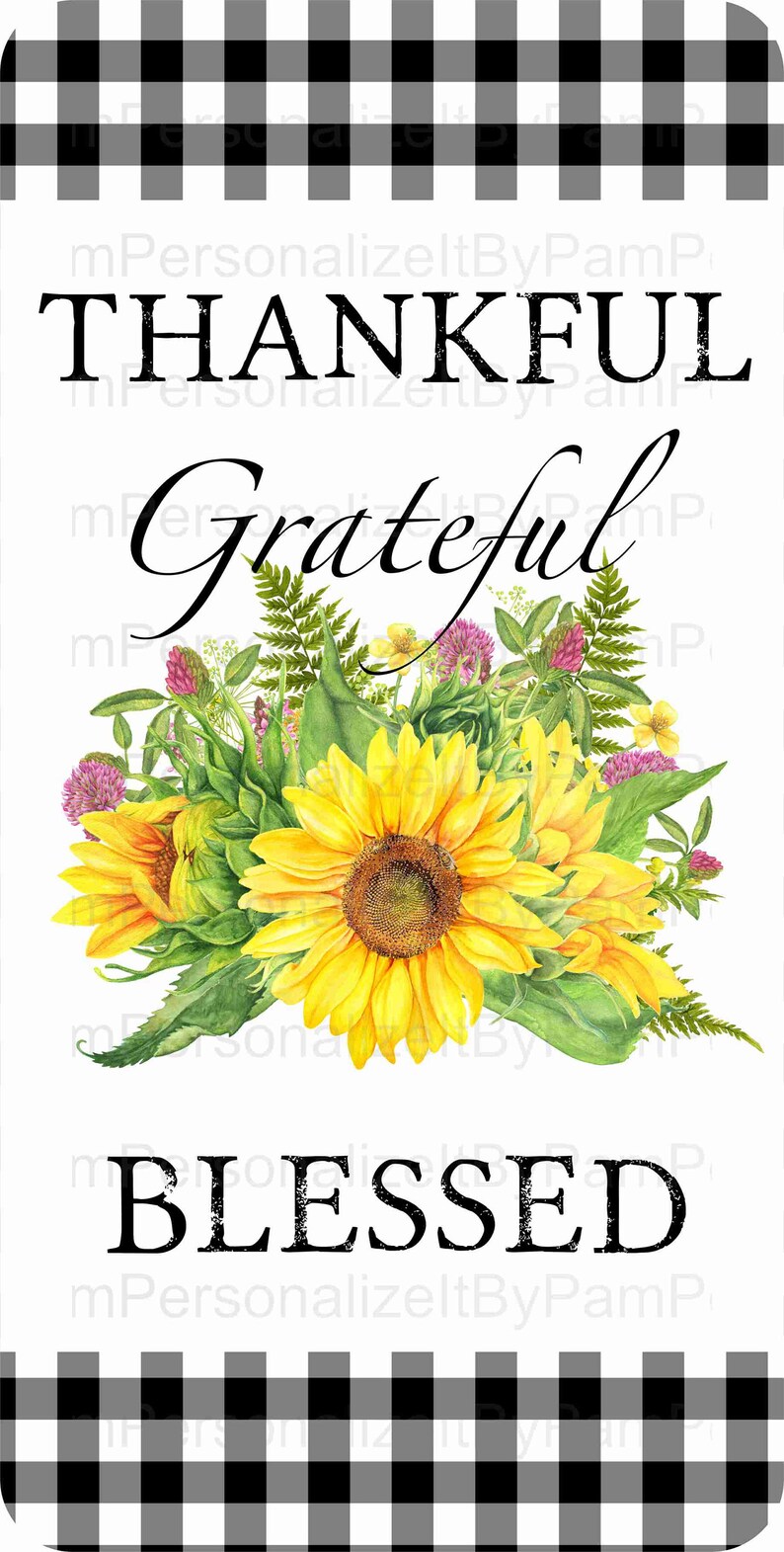 Sunflower Wreath Sign Thankful Grateful Blessed - Etsy