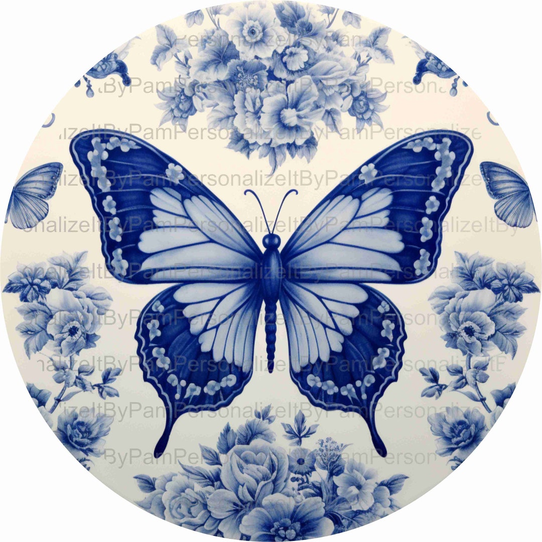 Round Butterfly Wreath Sign Everyday Wreath Sign, Personalize It by Pam ...