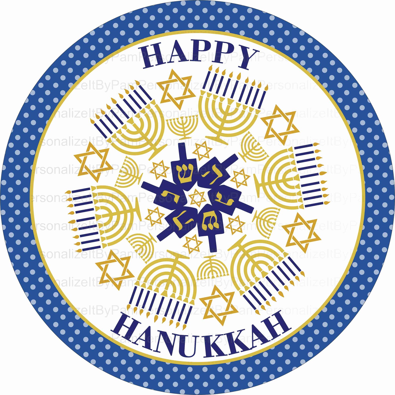 10" Round Hanukkah Wreath Sign, Happy Hanukkah Sign, Personalize It by ...