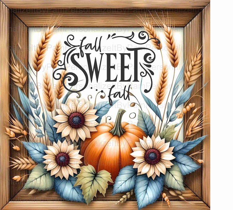 10" X 10" Fall Sweet Fall Wreath Sign, Pumpkins and Sunflower Fall ...