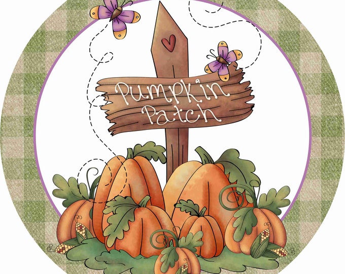 8 Round Pumpkin Patch Fall Wreath Sign, Fall Wreath Signs, Personalize ...