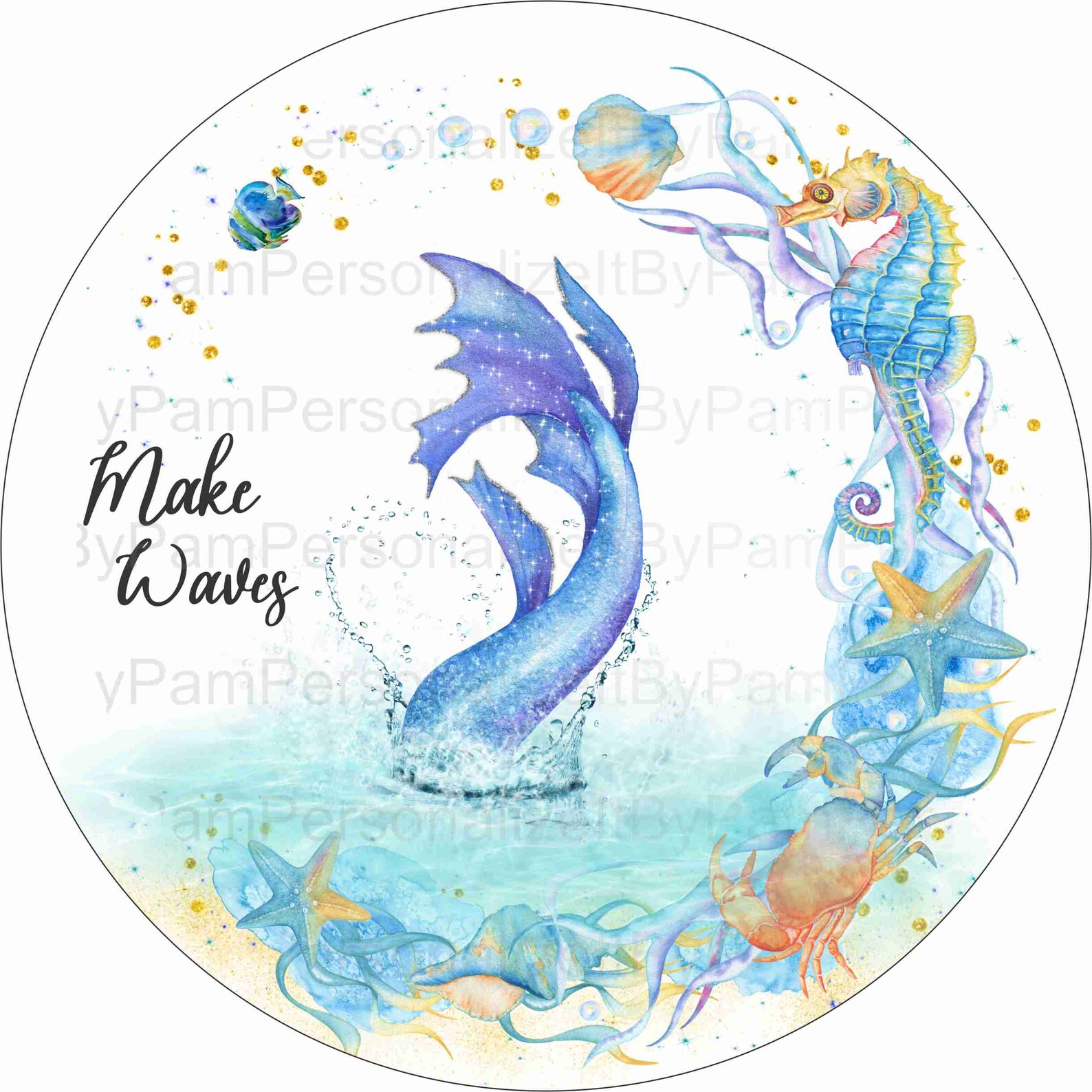 11.75 Round Mermaid Wreath Sign Beach Wreath Sign | Etsy