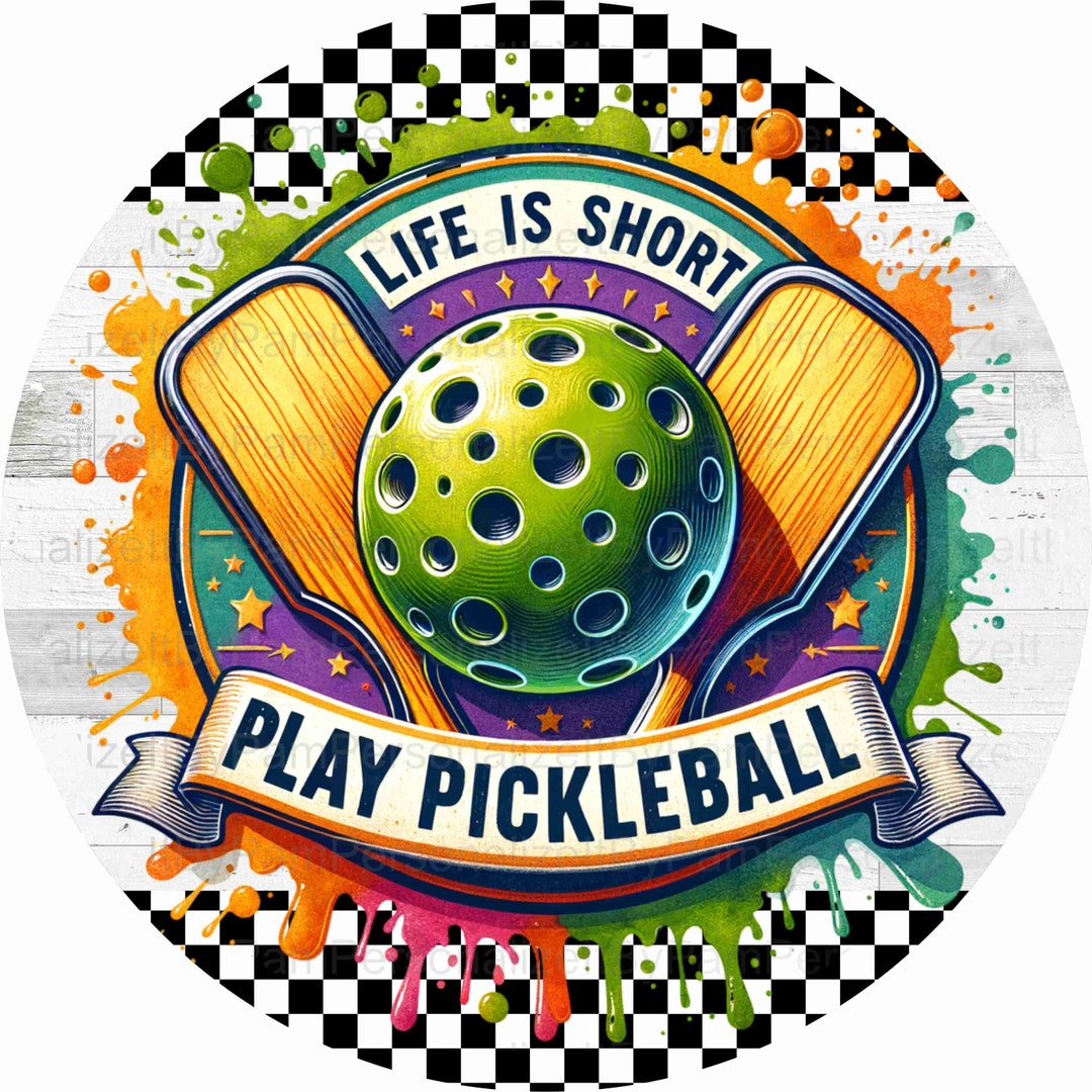 Round Pickleball Wreath Sign, Summer Wreath Sign, Pickleball Sign ...