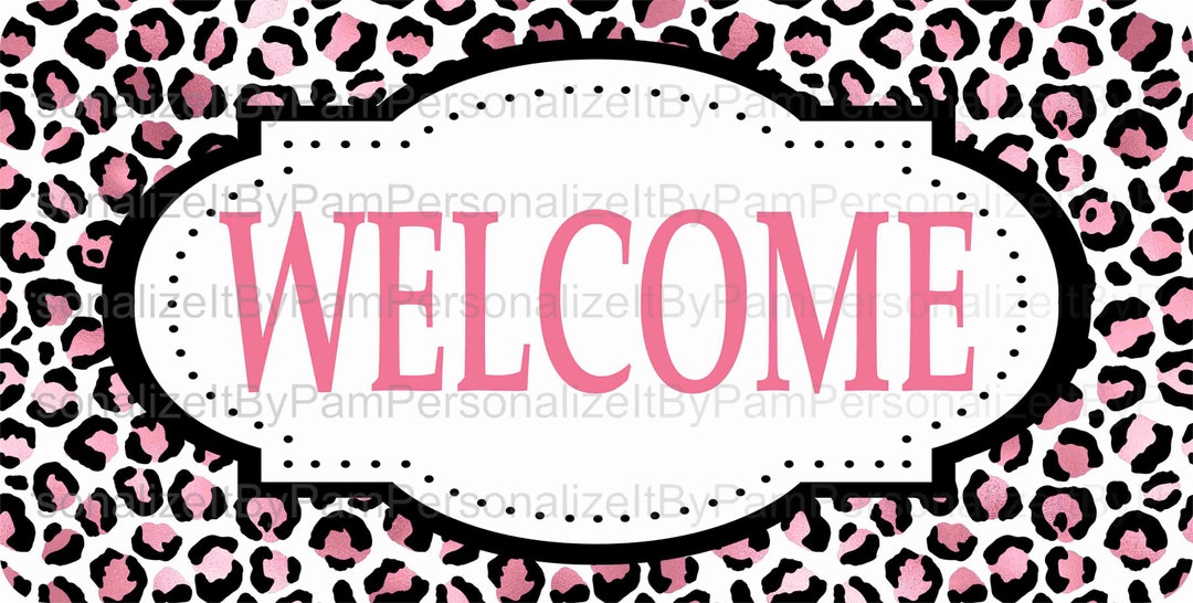 Pink Leopard Print Welcome Wreath Sign Welcome Wreath Sign - Etsy