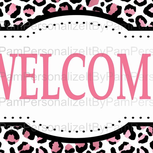 Pink Leopard Print Welcome Wreath Sign Welcome Wreath Sign - Etsy