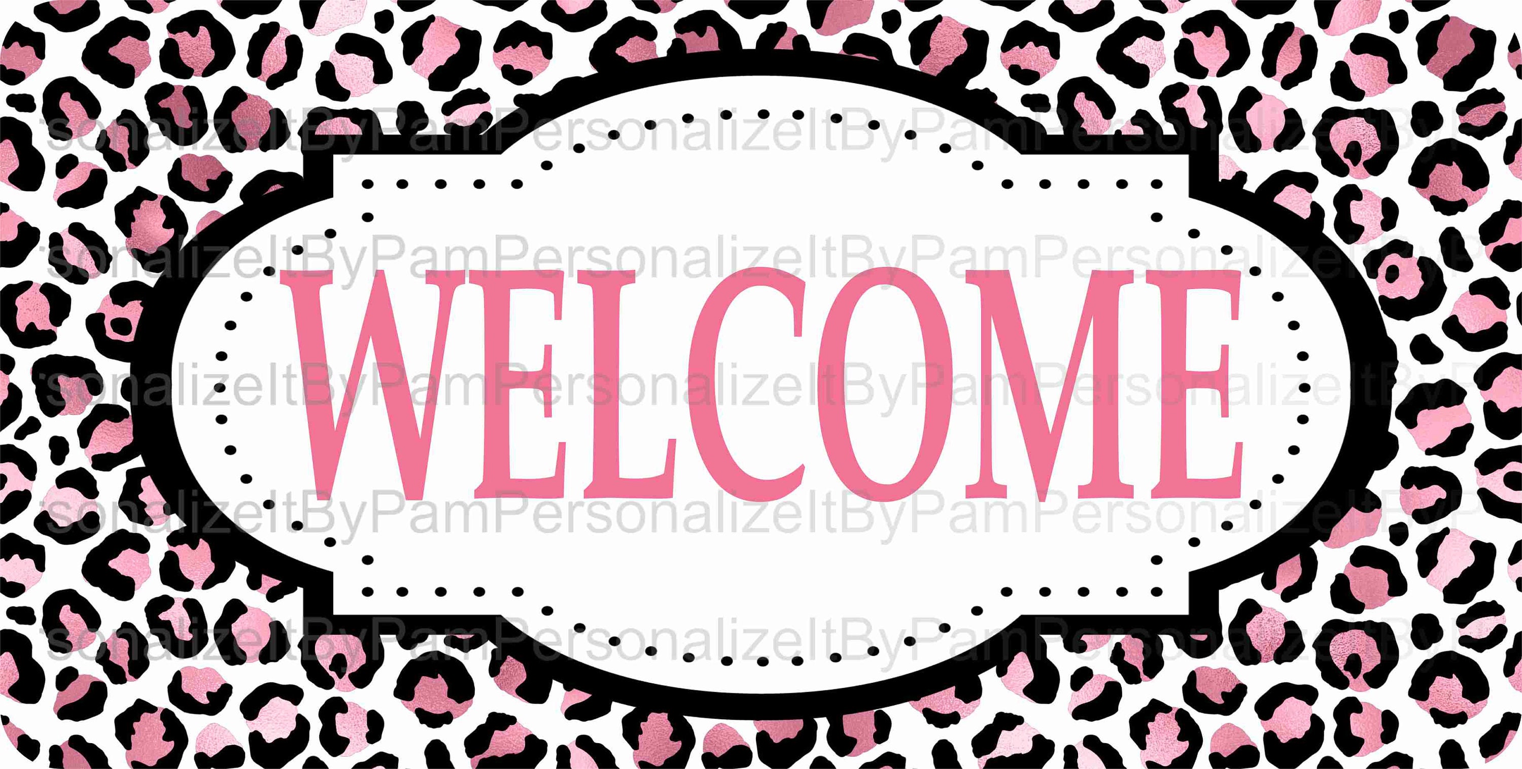 Pink Leopard Print Welcome Wreath Sign Welcome Wreath Sign | Etsy