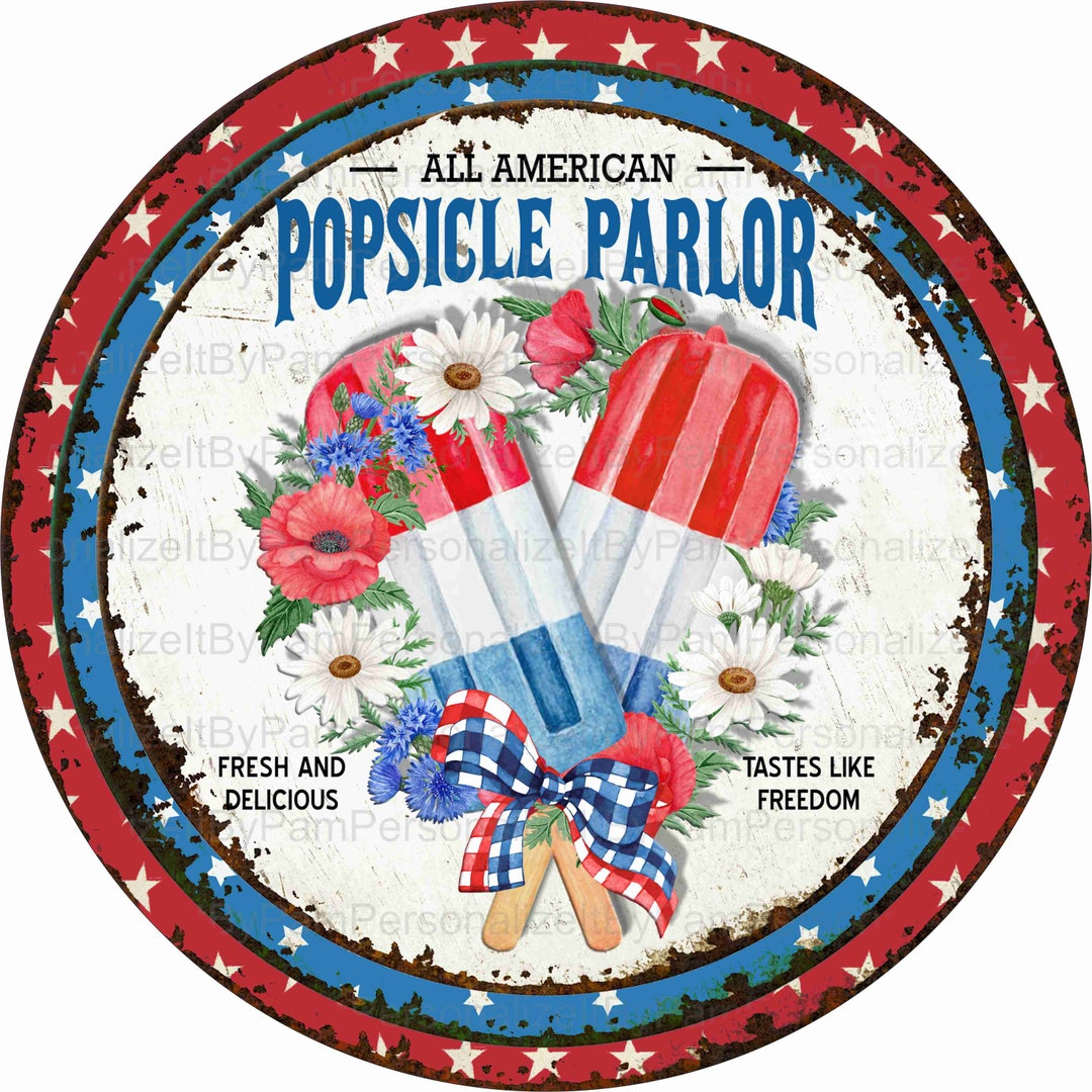 Round Patriotic Popsicle Wreath Sign, Metal Wreath Sign, Personalize It ...