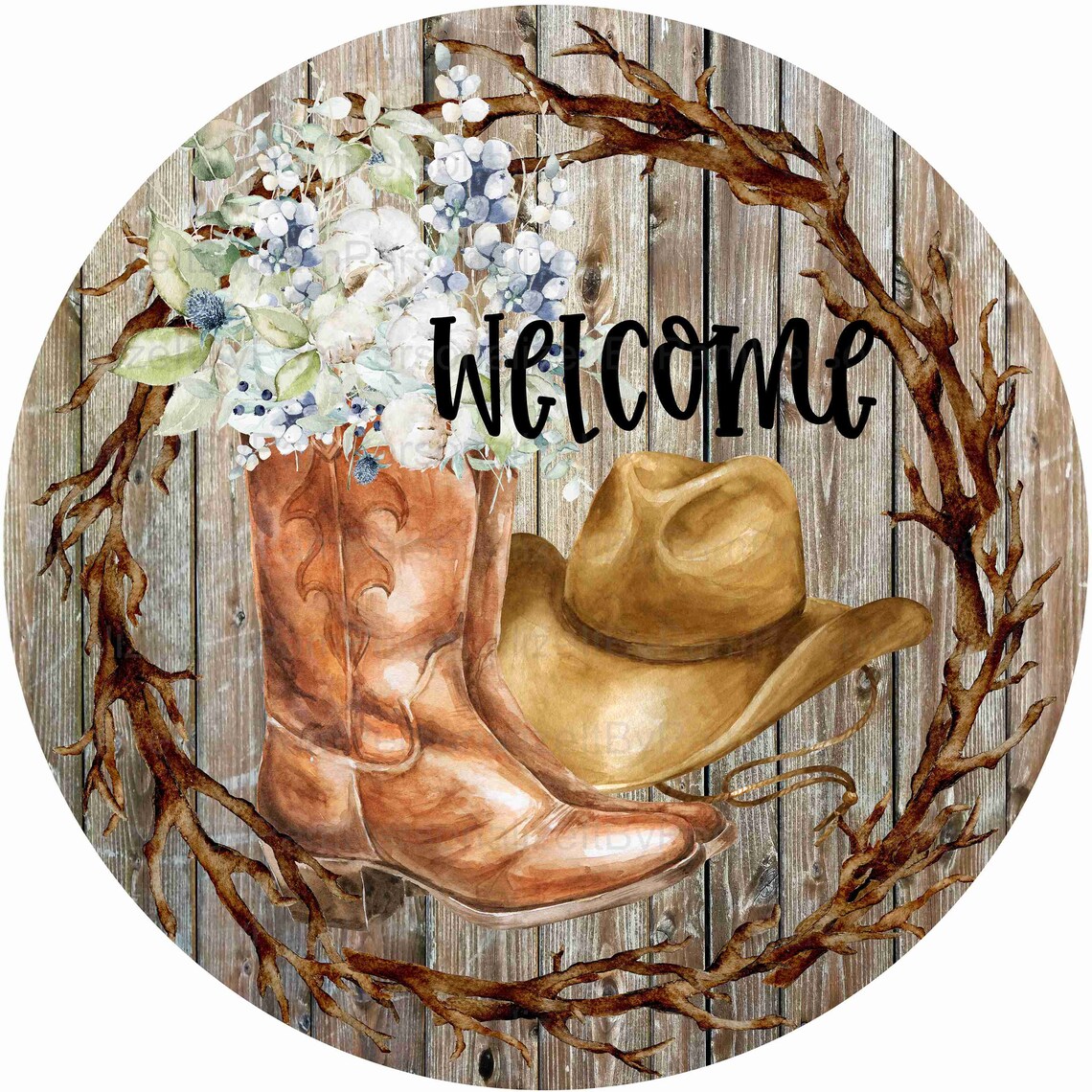 Western Welcome Wreath Sign Metal Wreath Sign Signs for - Etsy