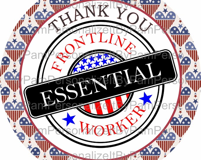 8 Round Essential Worker Sign, Essential Worker Wreath Sign ...