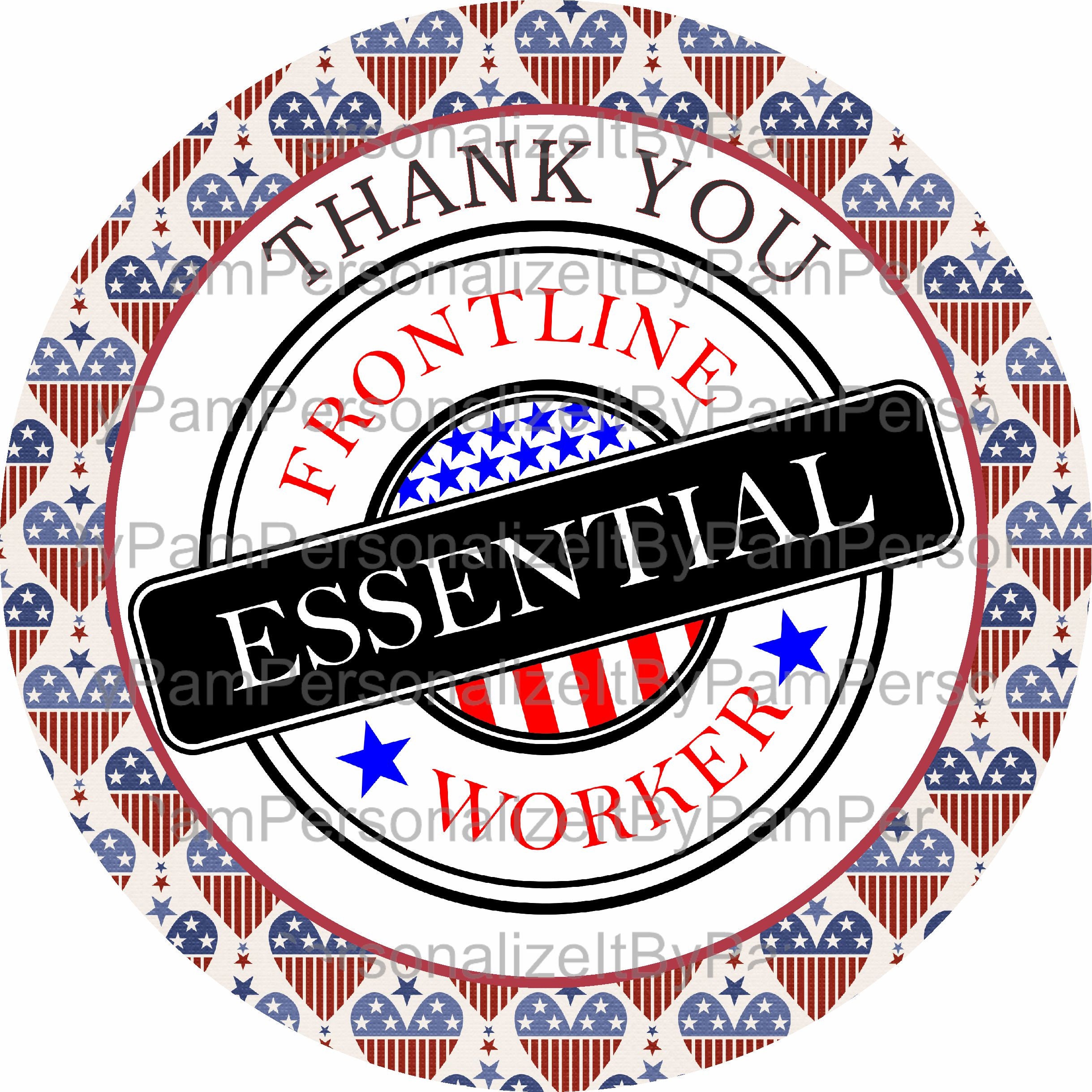 8 Round Essential Worker Sign, Essential Worker Wreath Sign ...