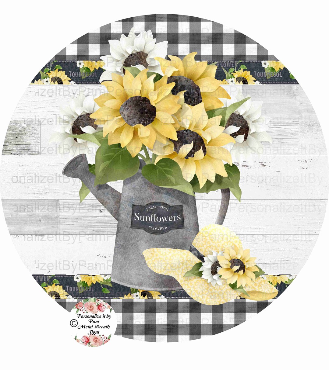 Farmhouse Sunflower Wreath Sign, Sunflower Wreath Sign, Personalize It ...