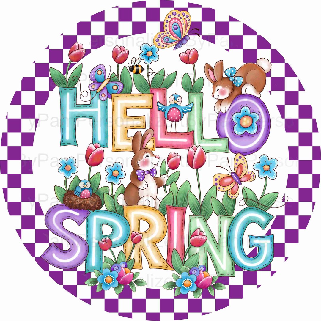 8" Round Spring Wreath Sign, Spring Wreath Sign, Personalize It by Pam ...