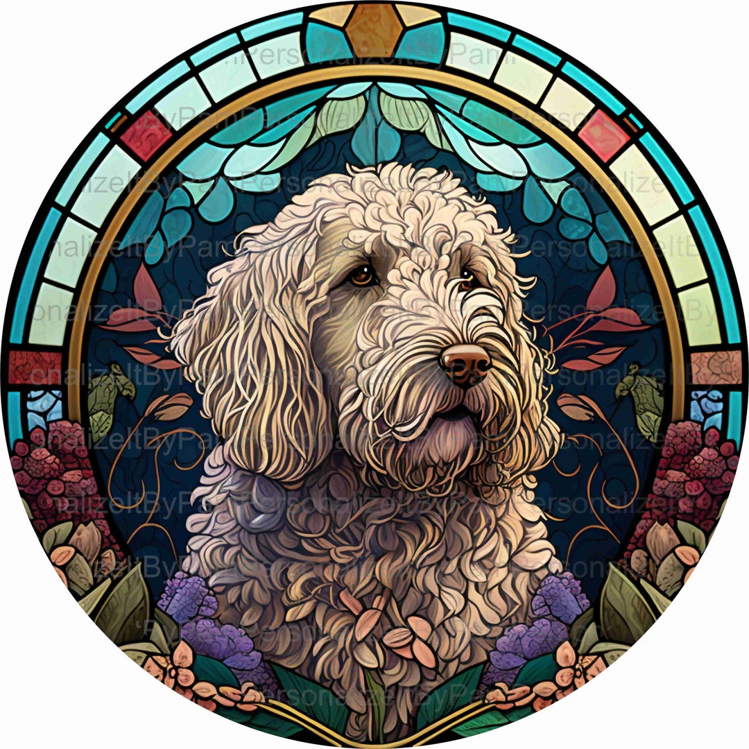 Faux Stained Goldendoodle Wreath Sign Metal Wreath Sign Dog - Etsy