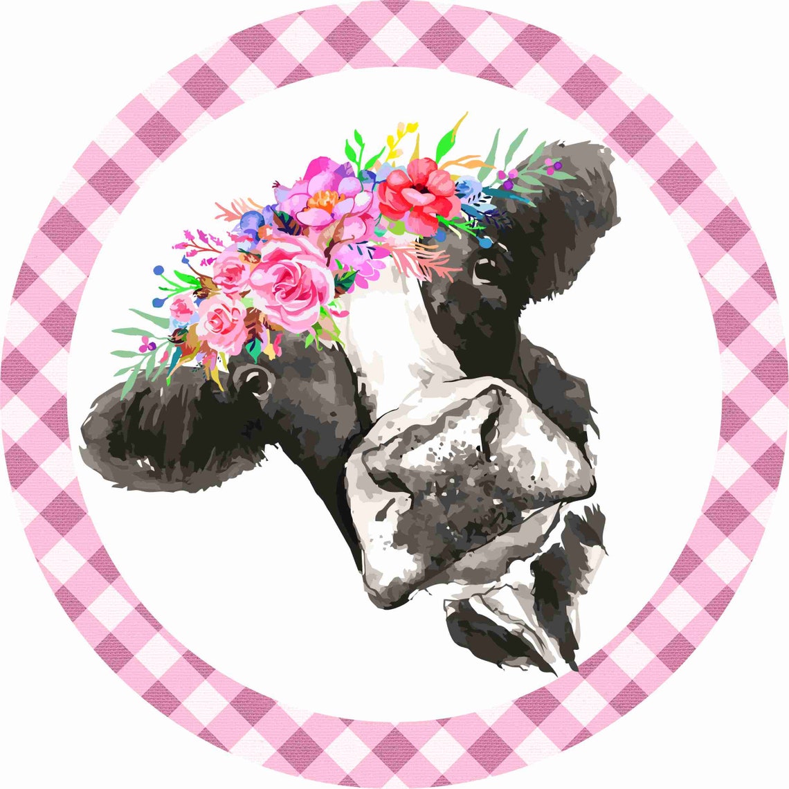 8 Round Cow Wreath Sign Farm Wreath Sign Cow Sign - Etsy