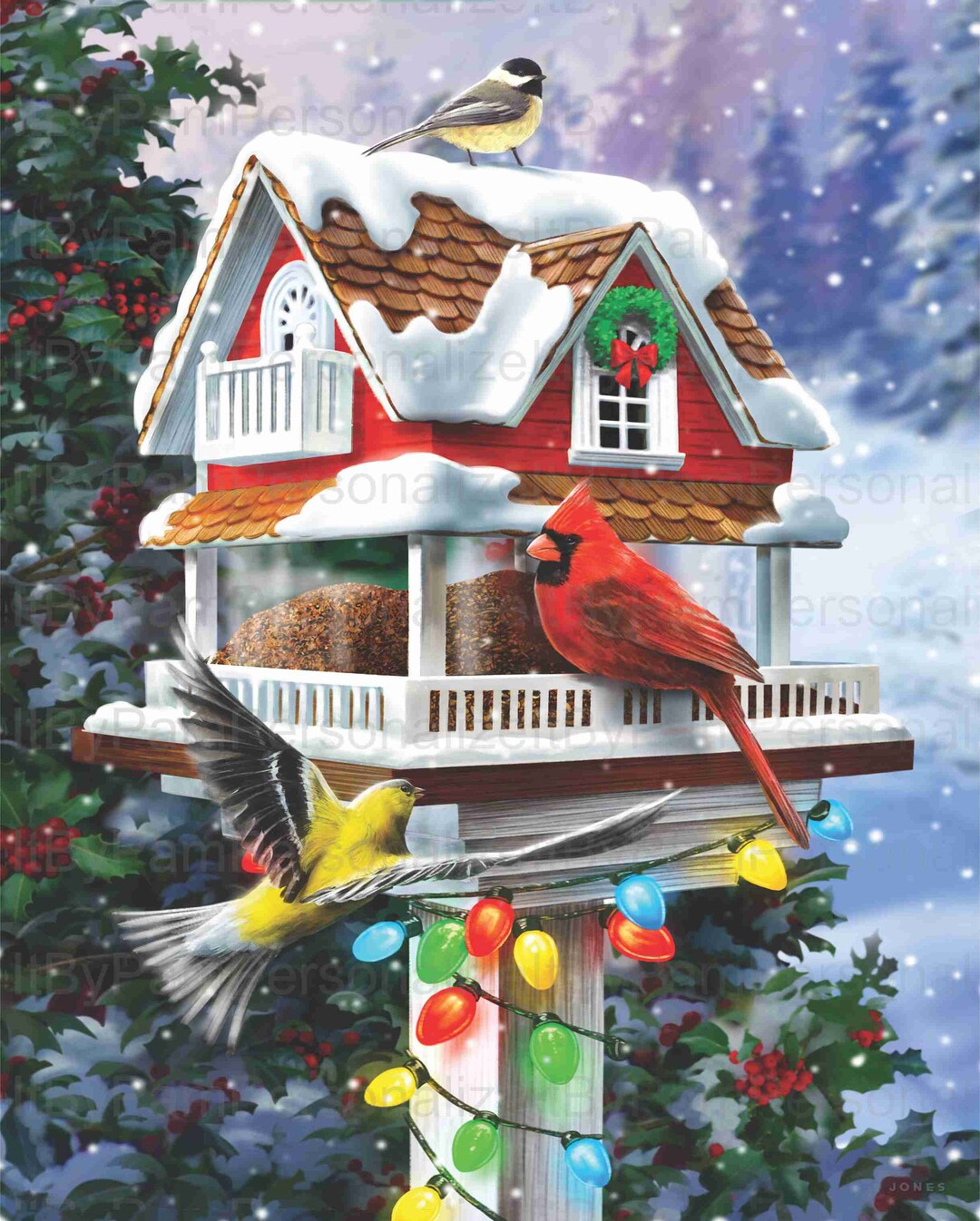 Christmas Birdhouse Wreath Sign, Christmas Wreath Sign, Personalize It ...