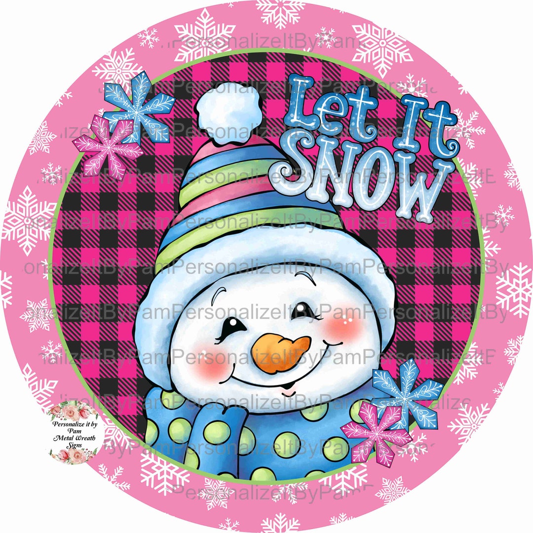 10" Round Winter Snowman Wreath Sign, Wreath Signs, Personalize It by ...