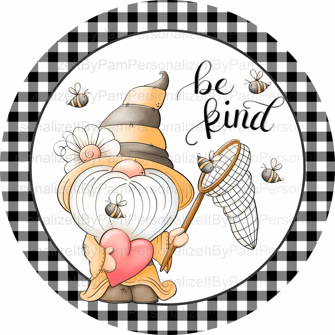 10 Round Bee Gnome Wreath Sign Summer Wreath - Etsy
