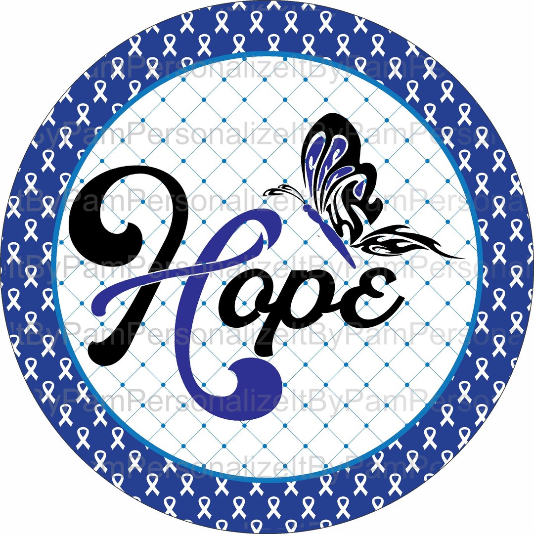 Round Hope Wreath Sign, Colon Cancer Awareness Sign, Personalize It by ...