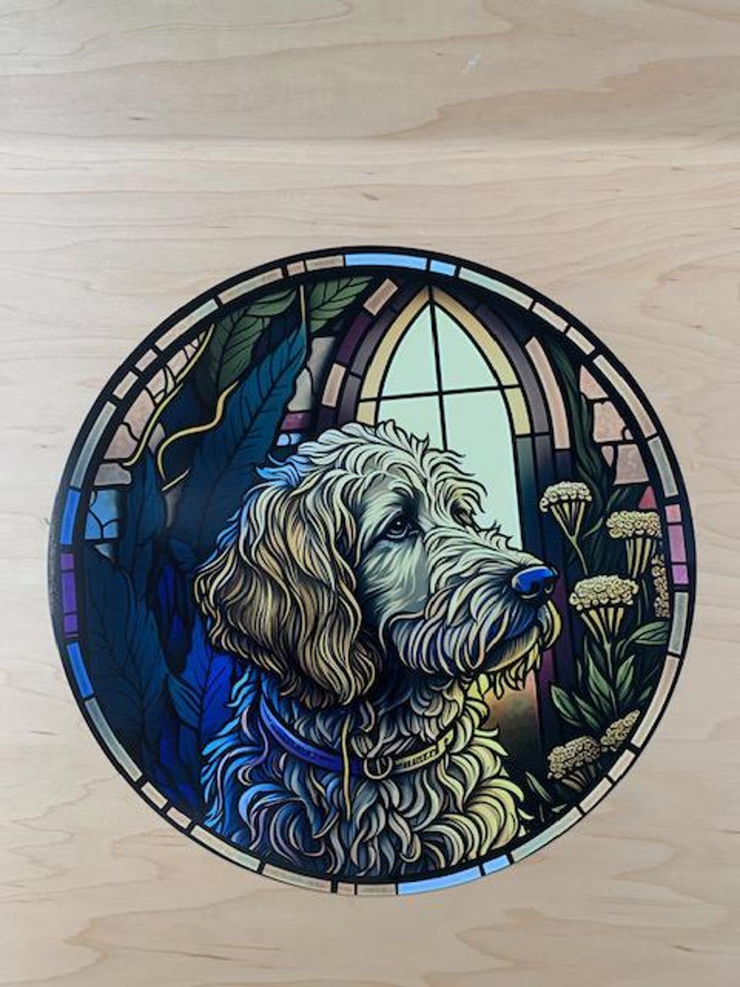 Faux Stained Goldendoodle Wreath Sign, Metal Wreath Sign, Dog Wreath ...