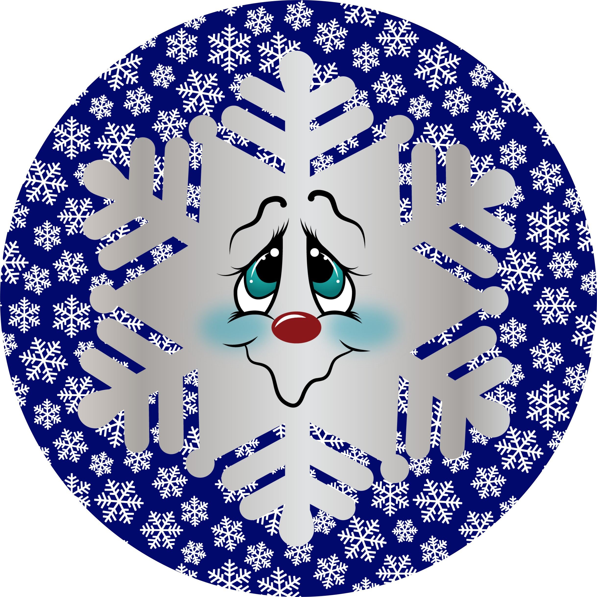 8 Round Silver Snowflake Wreath Sign - Etsy