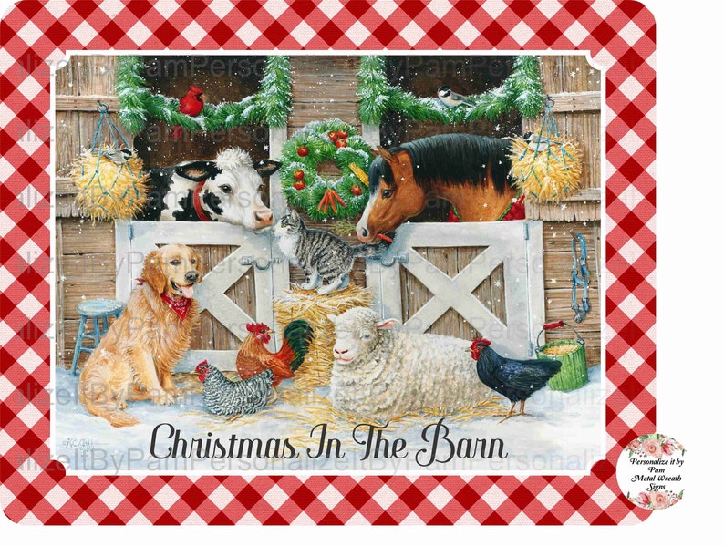 10" X 8" Christmas Barn Sign, Winter Wreath Sign, Christmas Wreath Sign ...