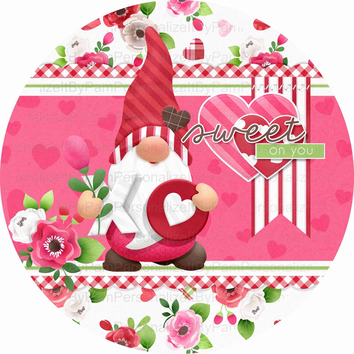 11.75 Round Valentine Gnomes Wreath Sign Personalize It - Etsy