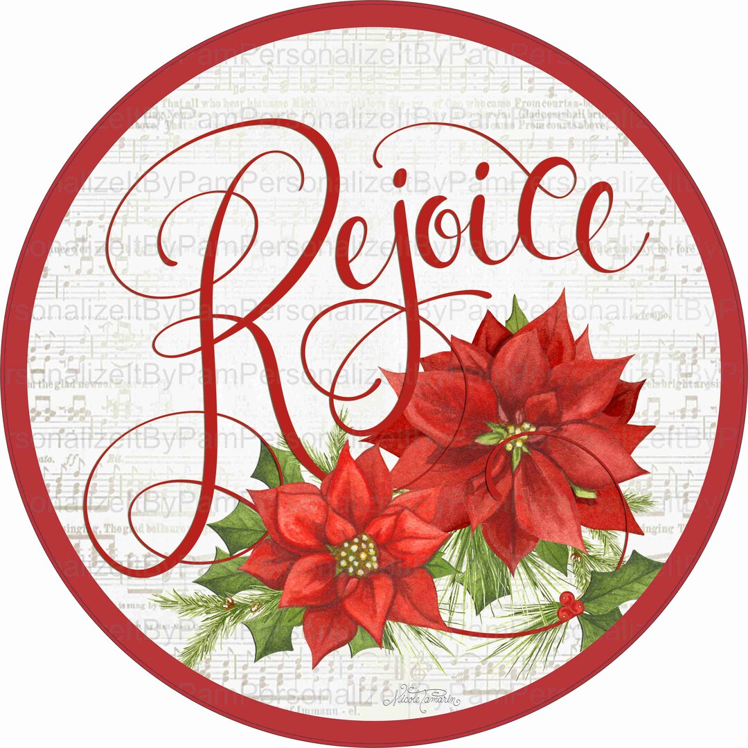11.75" Round Rejoice Wreath Sign, Christmas Wreath Signs,personalize It ...