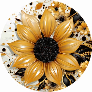 Round Sunflower Wreath Sign, Metal Wreath Sign, Personalize It by Pam ...