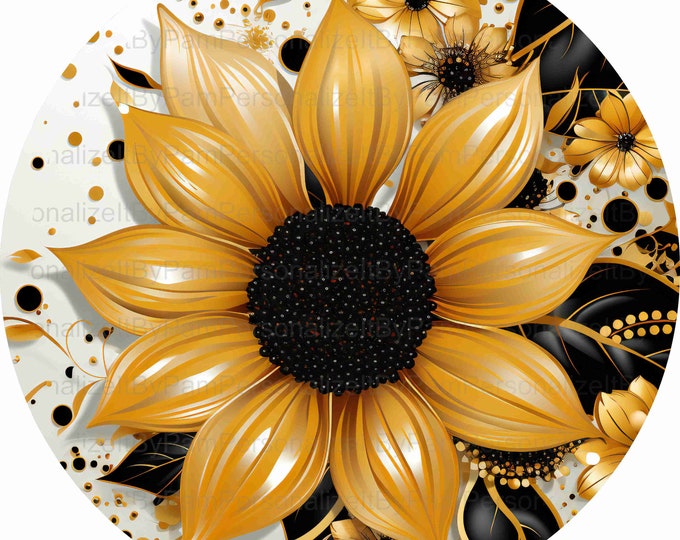 Round Sunflower Wreath Sign, Metal Wreath Sign, Personalize It by Pam ...