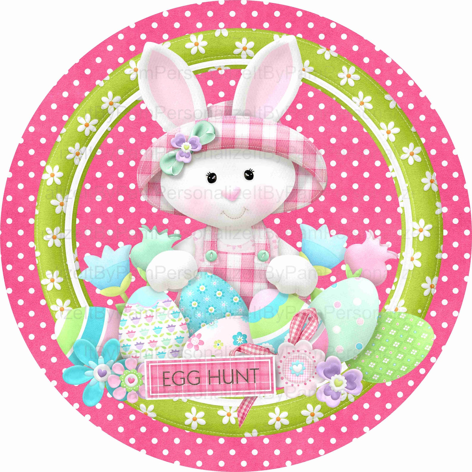 8" Round Easter Wreath Sign, Bunny Wreath Sign, Signs for Wreaths ...