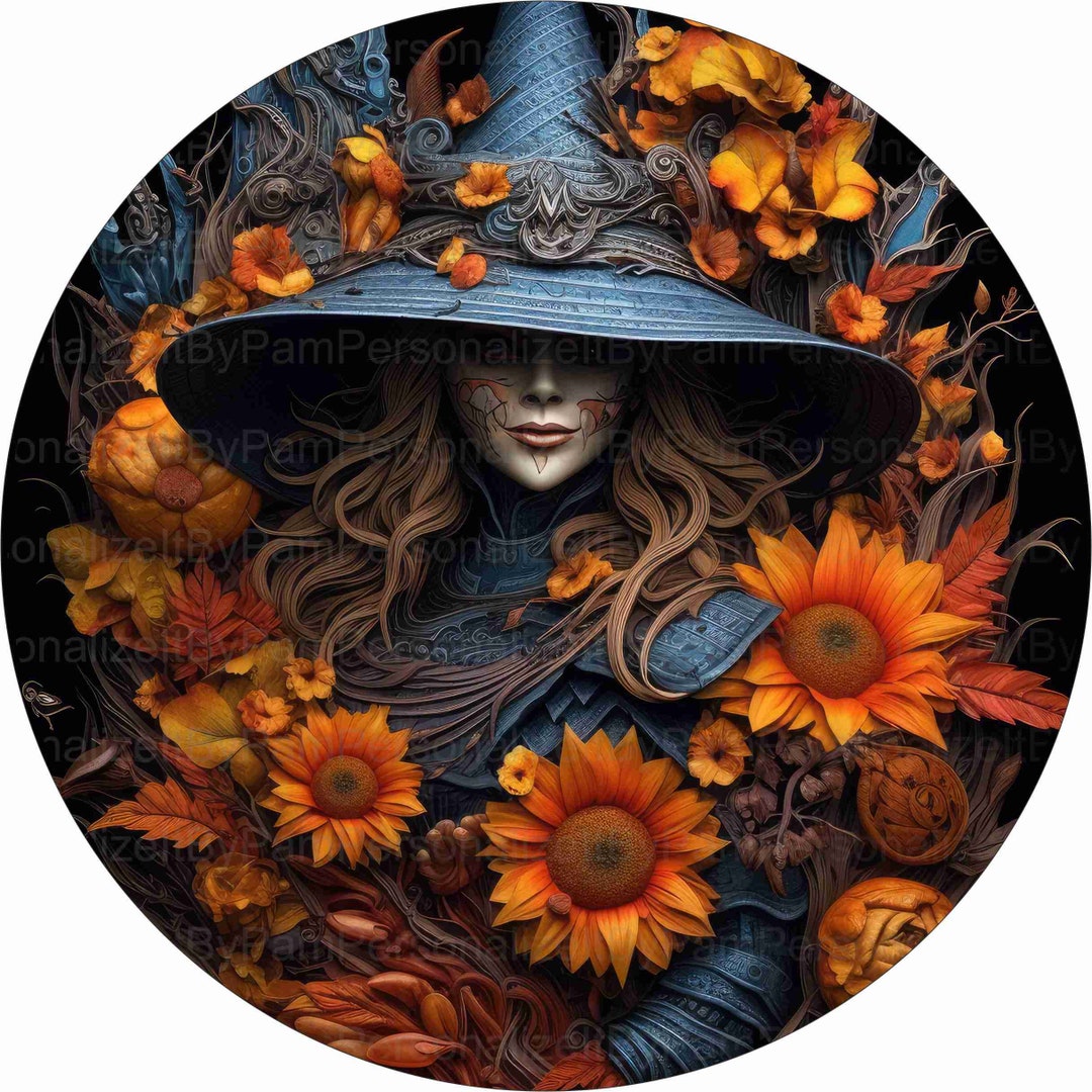 Round Witch Wreath Sign, Halloween Wreath Sign, Personalize It by Pam ...