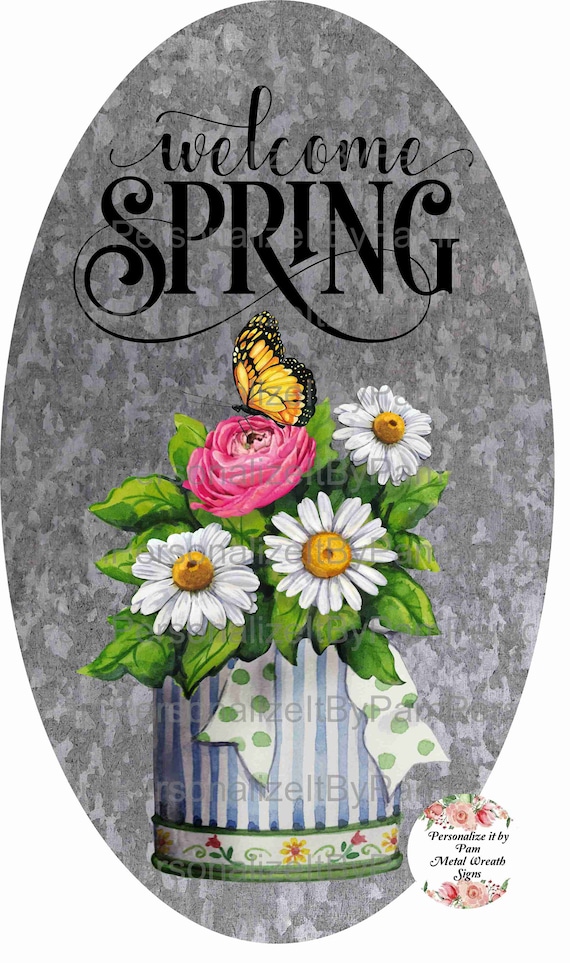 7 X 12 Oval Spring Wreath Sign Floral Wreath | Etsy