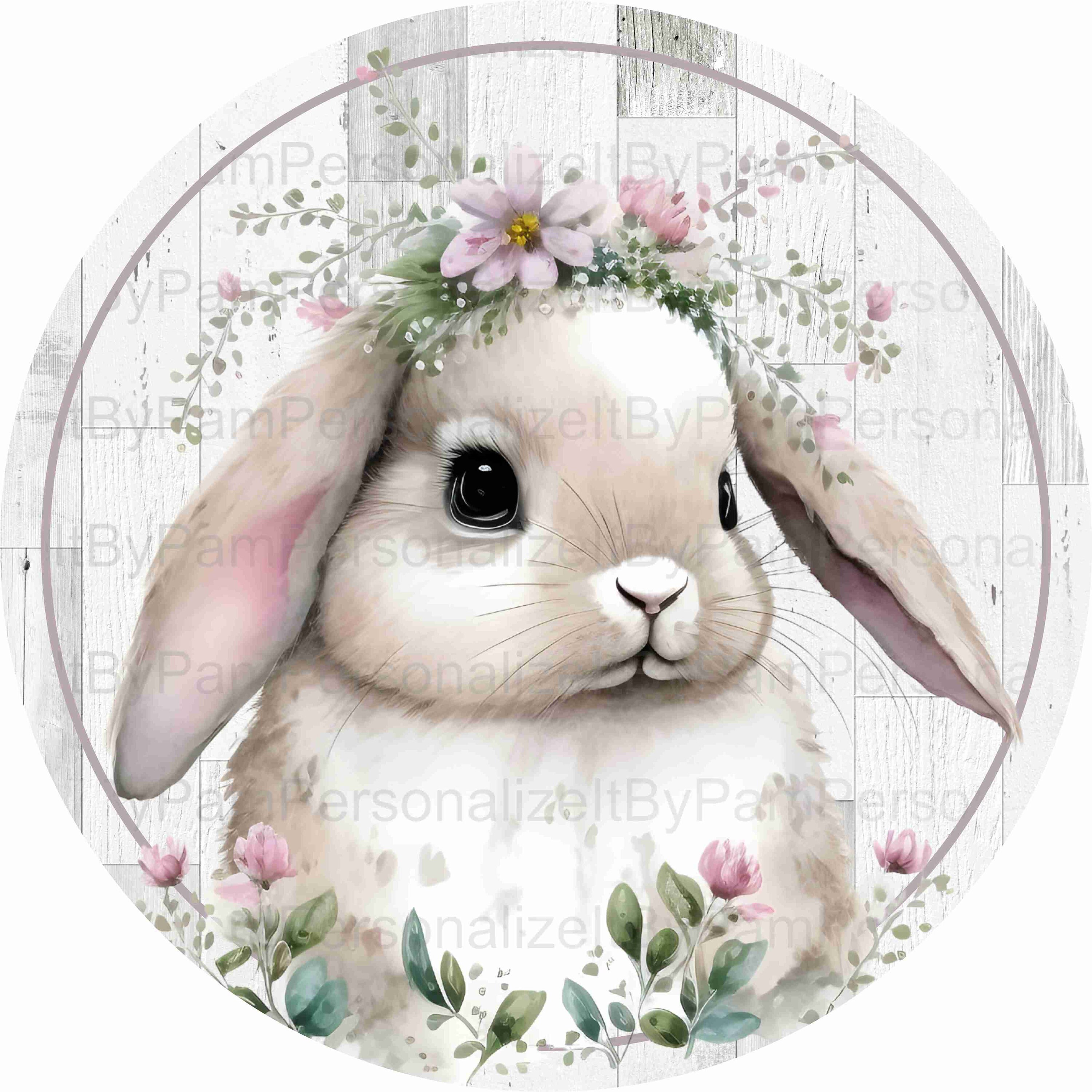 Round Lop Ear Bunny Easter Wreath Sign, Easter Bunny Wreath Sign ...