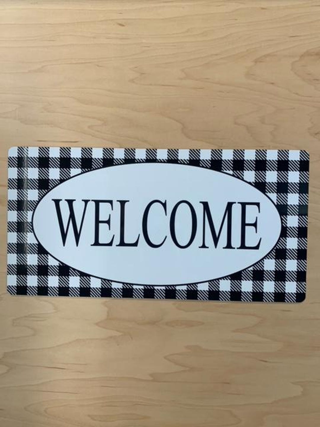 Buffalo Plaid Welcome Wreath Sign, Welcome Wreath Sign, Aluminum Wreath ...
