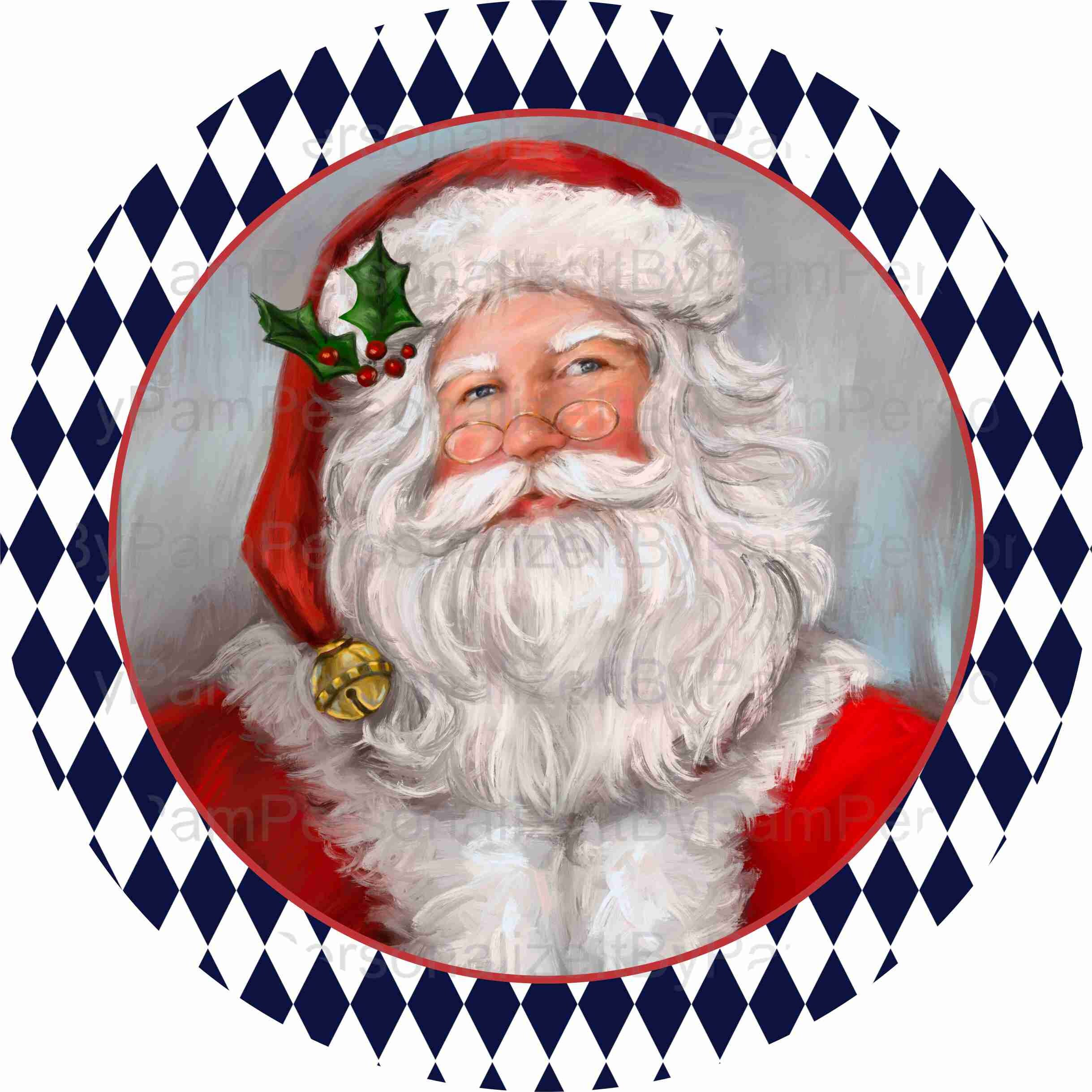 11.75 Round Santa Wreath Sign Merry Christmas Sign | Etsy