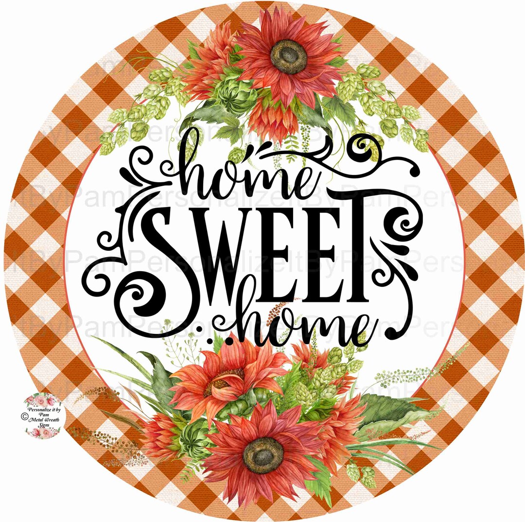 Round Sunflower Wreath Sign, Sunflower Home Sweet Home Wreath Sign ...