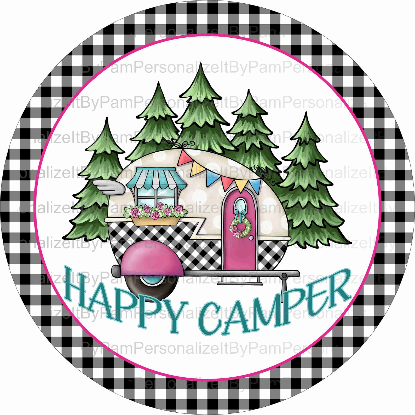 10 Round Camper Wreath Sign Camper Sign Happy Camper - Etsy