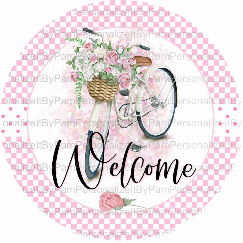 8" Round Bike Welcome Sign, Welcome Sign, Summer Wreath Sign, Bike ...