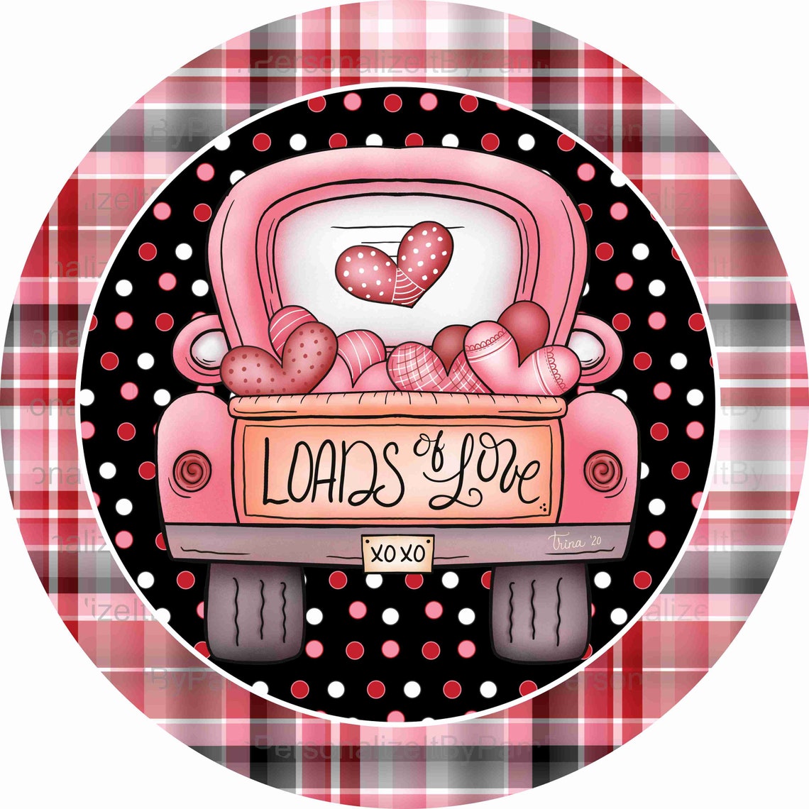 8 Round Valentine Wreath Sign Personalize It by Pam - Etsy