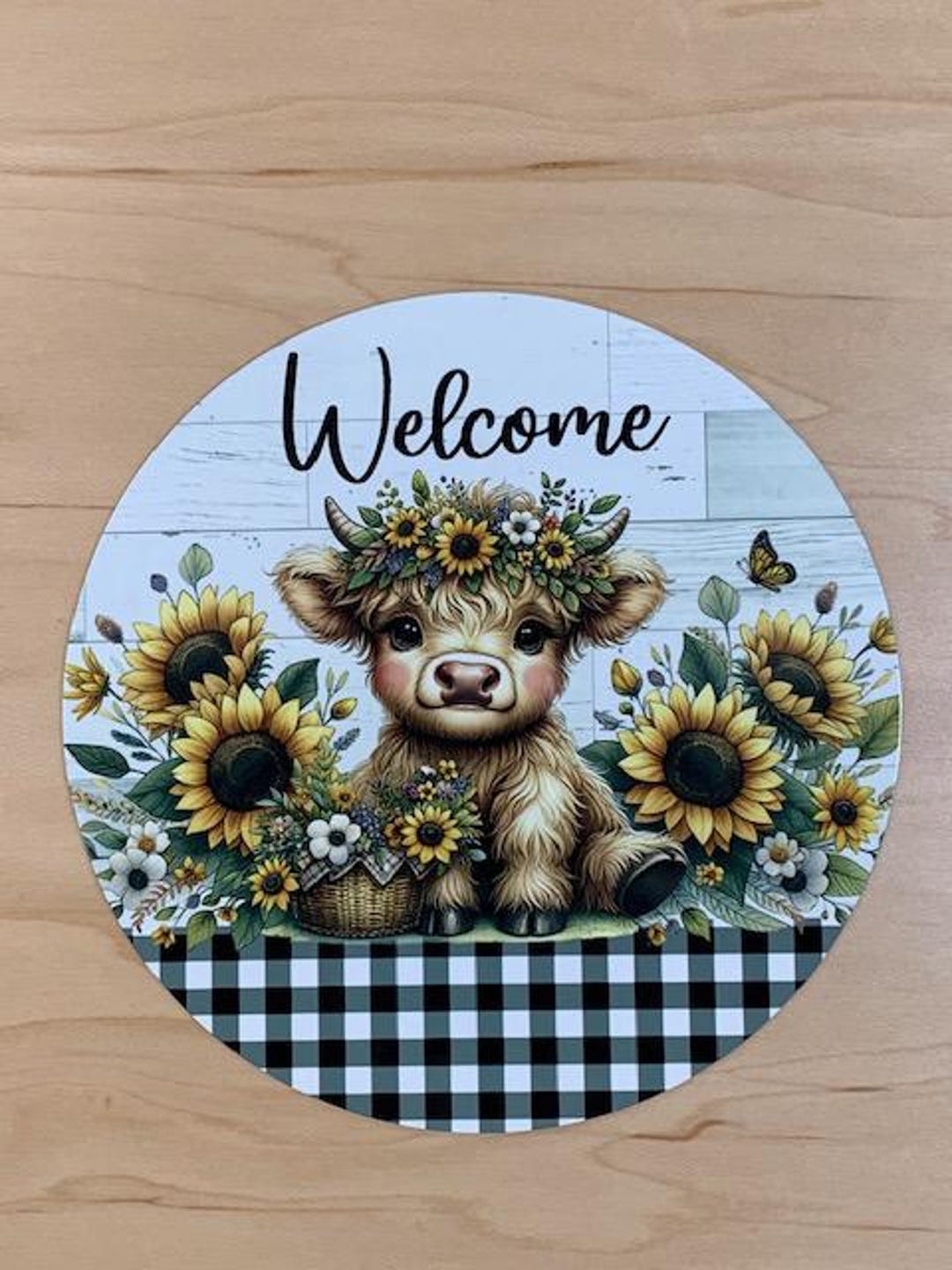 Highland Cow Welcome Wreath Sign, Highland Cow Wreath Sign, Metal ...