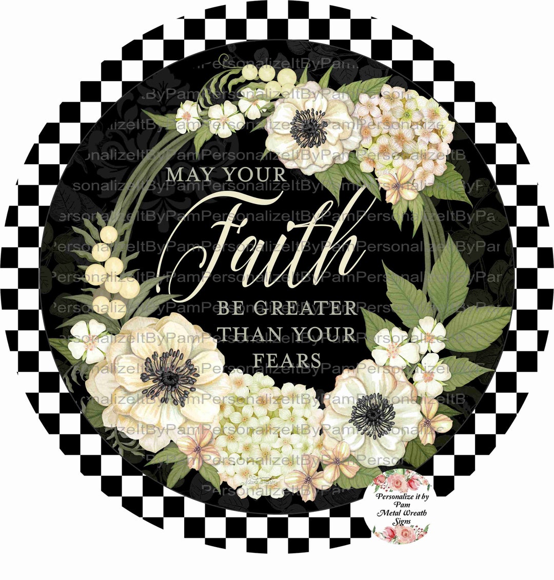11.75 Round Faith Over Fear Wreath Sign, Wreath Sign, Personalize It by ...