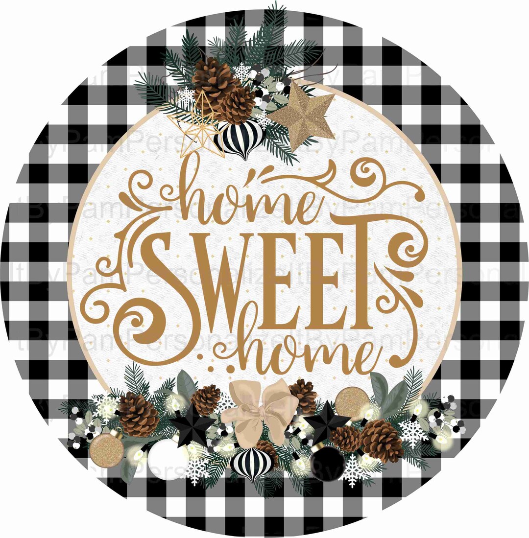 11.75" Round Home Sign, Home Sweet Home Wreath Sign, Christmas Home ...