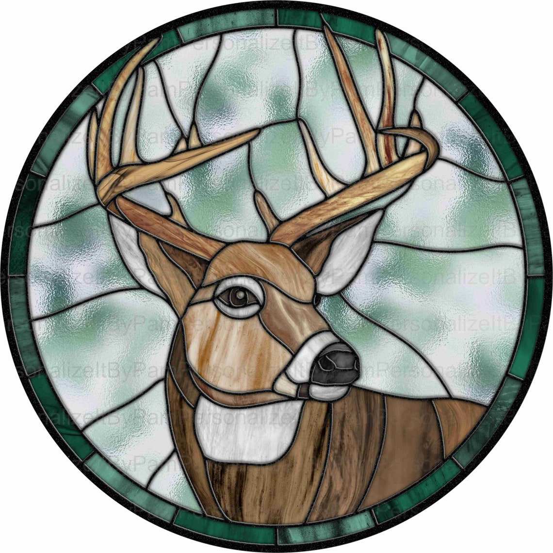 Round Faux Stained Glass Buck Deer Wreath Sign Welcome Wreath - Etsy