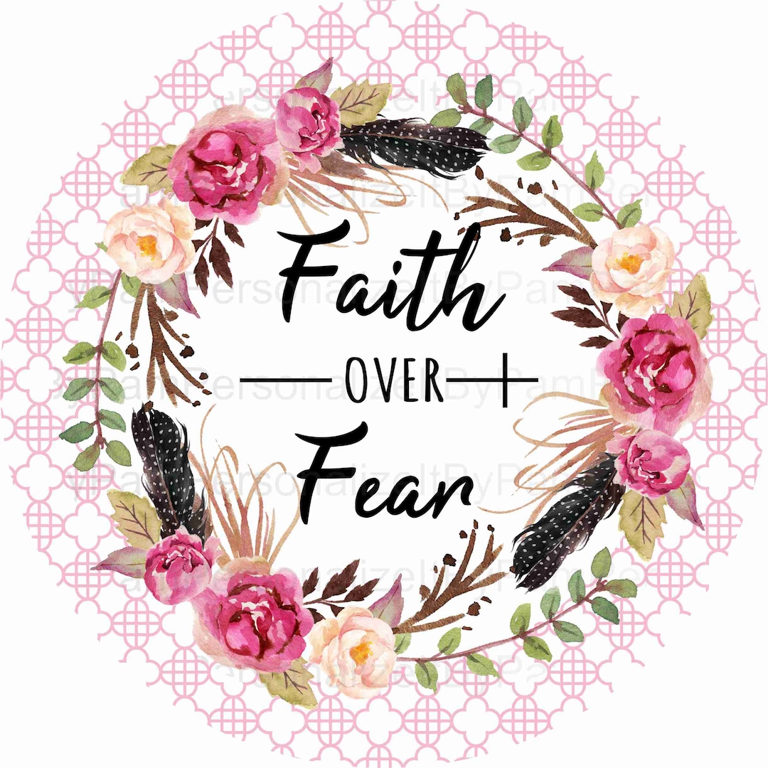 8" Round Faith Over Fear Wreath Sign, Wreath Sign, Personalize It by ...