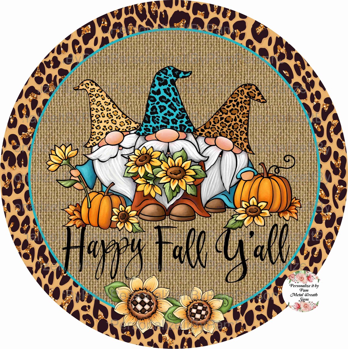 10 Round Fall Wreath Sign Fall Wreath Sign Leopard - Etsy