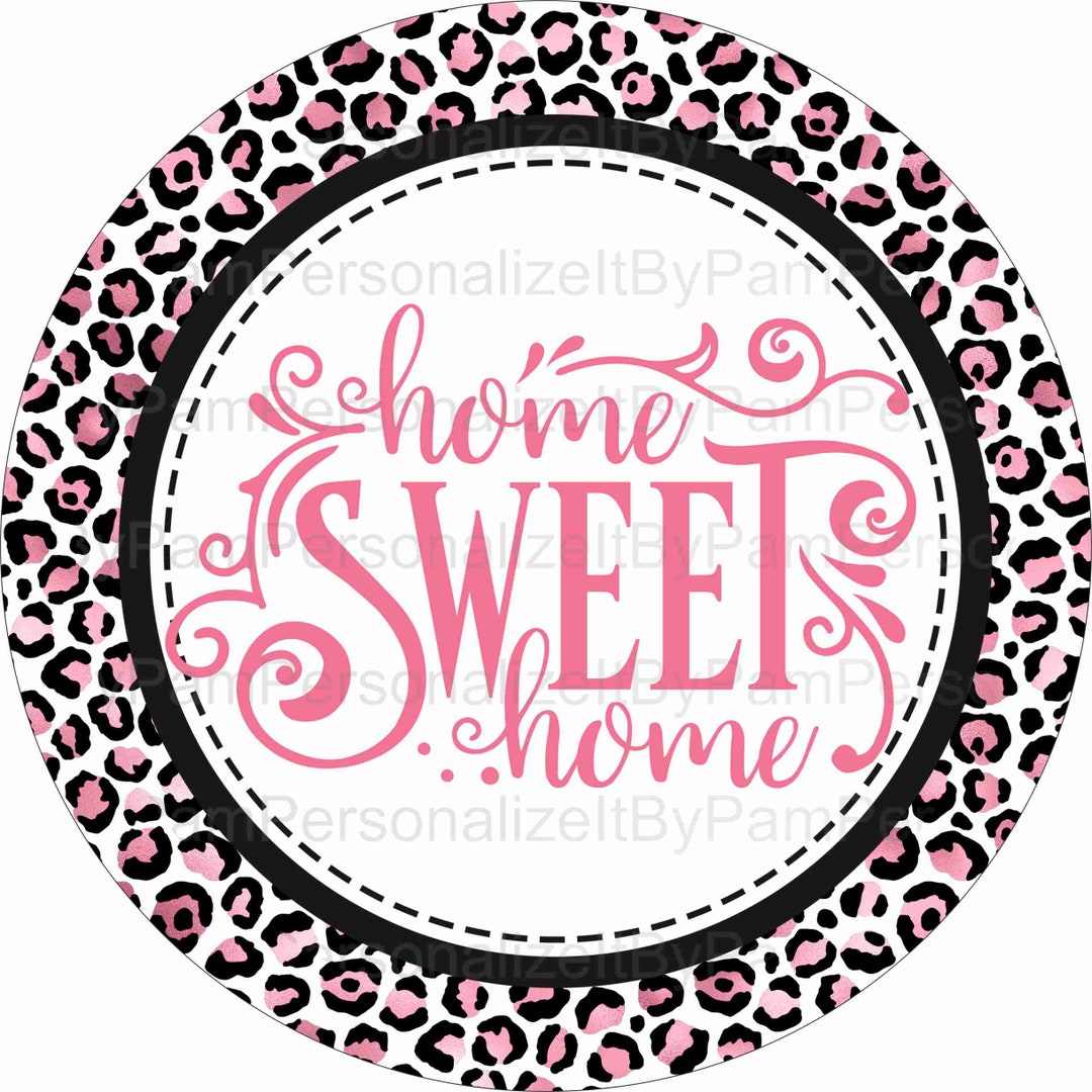 8 Round Home Sign Home Sweet Home Wreath Sign Pink - Etsy