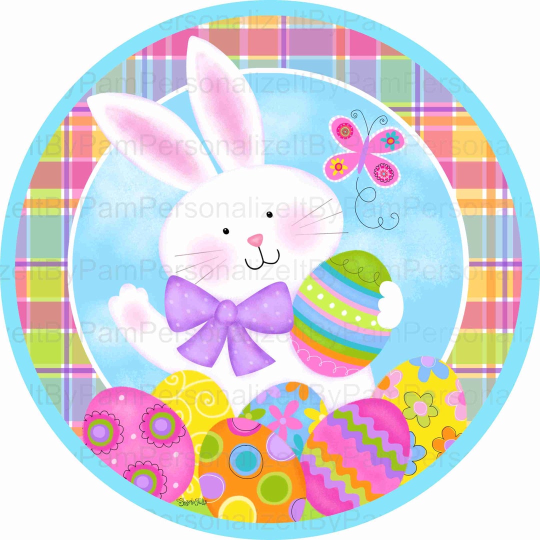 10" Round Easter Bunny Wreath Sign, Personalize It by Pam, Signs for ...